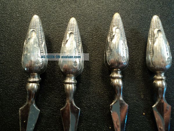 4 Vtg Antique Webster Sterling Silver Corn On The Cob Holders Maker ...