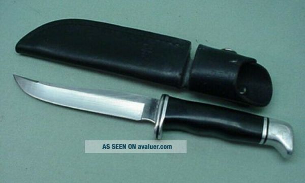 Buck 105 C With A Dot In Center Fixed Blade Knife With Leather Sheath ...