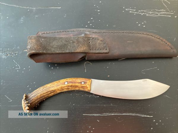 Vintage Custom Made Stag Handle Skinning - Hunting Sheath Knife | #49331110