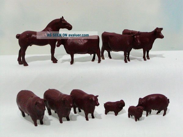 Vintage Marx Farm Playset Prize Livestock Complete Burgundy Set | #49387347