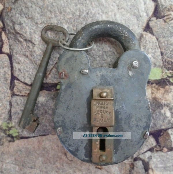 Vintage English Secure 2 Lever Iron & Brass Padlock With Key Made In ...