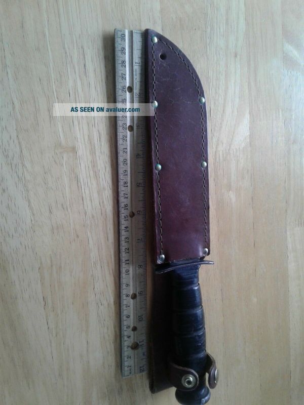 Vintage WWII Military KA - BAR Fixed Blade Knife And Sheath 7 Inch ...
