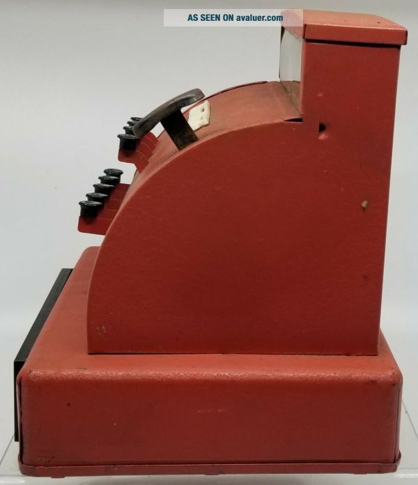 Vintage Tom Thumb Cash Register Tin Metal Toy Western Red 1950s | #49486946