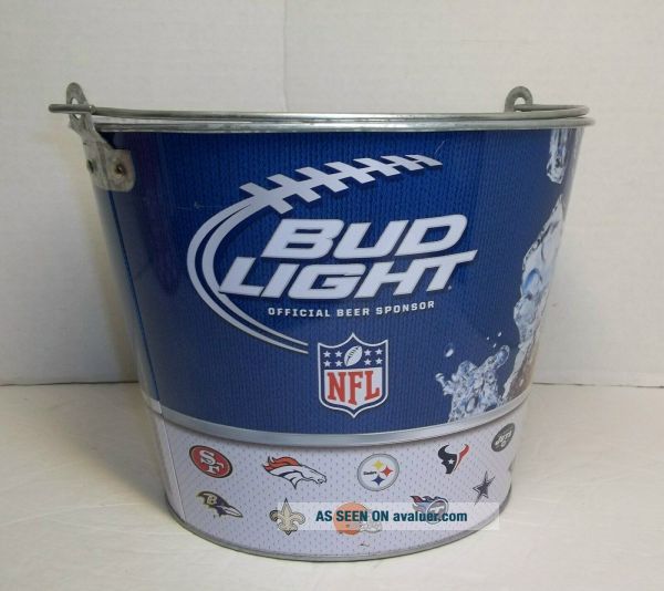 2011 Budweiser Bud Light Blue And White Beer Bucket W/ NFL Football ...