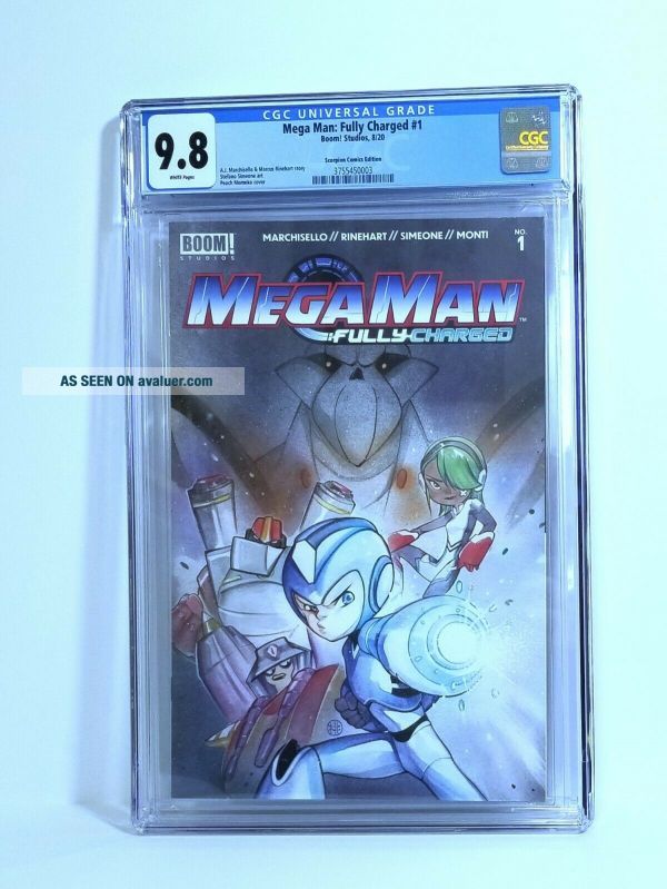 MEGA MAN FULLY CHARGED 1 CGC 9. 8 PEACH MOMOKO TRADE VARIANT BOOM ...
