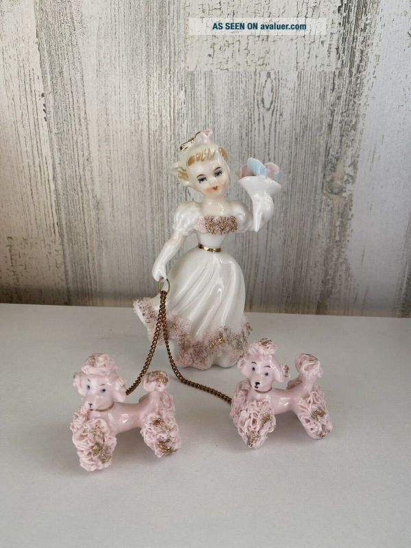 VINTAGE LEFTON PORCELAIN GIRL 692 With BOUQUET And Pink Spaghetti ...