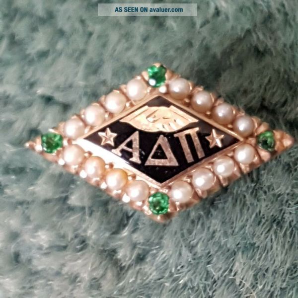 Alpha Delta Pi Sorority Frat Gold Jeweled Pin Badge Set - LGB - Oregon ...