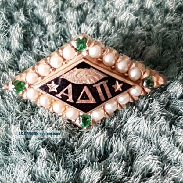 Alpha Delta Pi Sorority Frat Gold Jeweled Pin Badge Set - LGB - Oregon ...