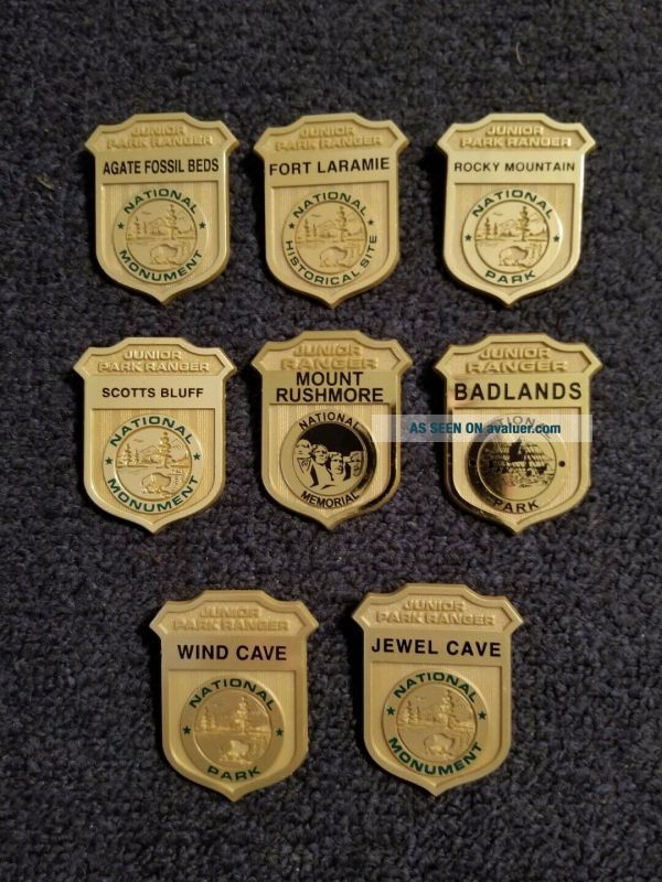 National Park Junior Ranger Badges (Set Of 8) Rocky Mountain, Rushmore ...