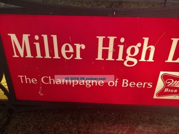 Vintage Miller High Life Bar Lighted Beer Sign The Champagne Of Beers ...