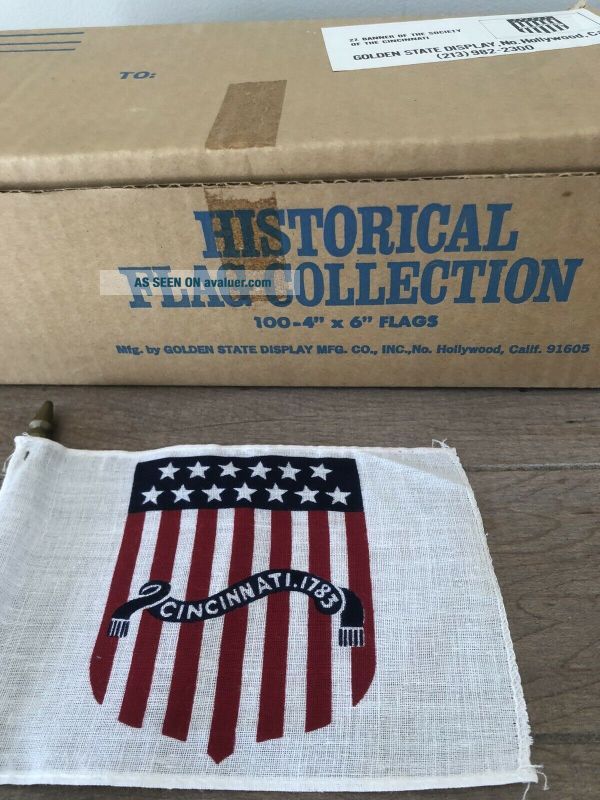 NOS 100 Banner Of Cincinnati Society Mini Flags Golden State Display 4 ...