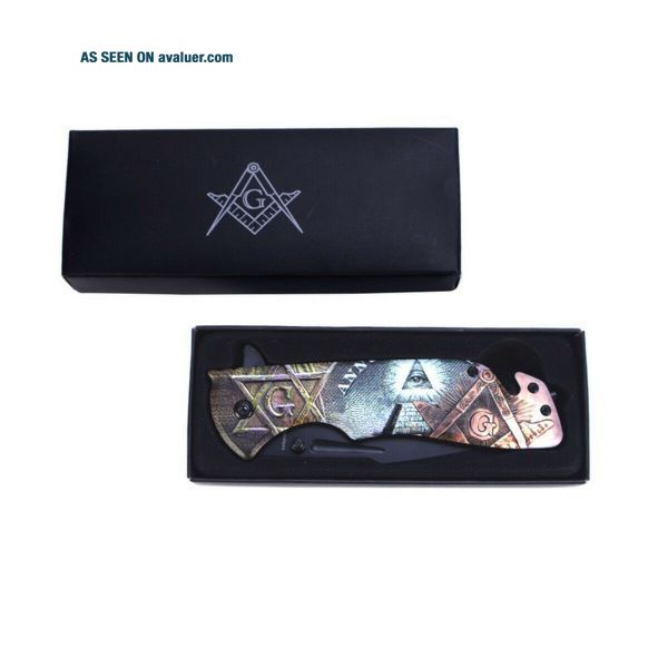 Masonic Eye Freemason G Spring Assist Open Blade Folding Pocket Knife ...
