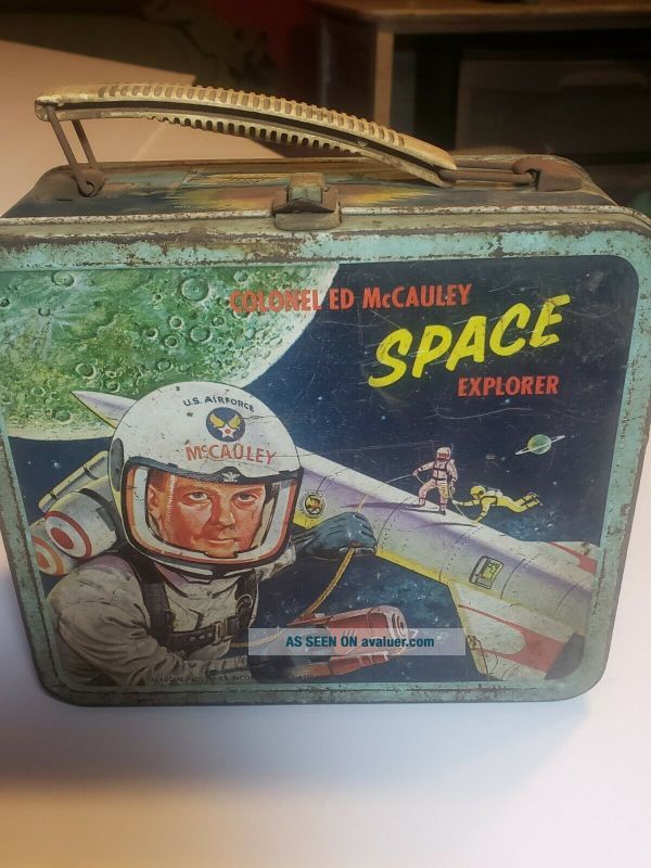 Vintage Metal Lunch Box Aladdin 1960 Colonel Ed Mccauley Space Explorer ...