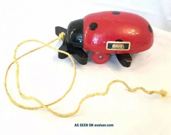 Vintage BRIO Wooden Ladybug Pull String Toy Made In Sweden 1950’s ...