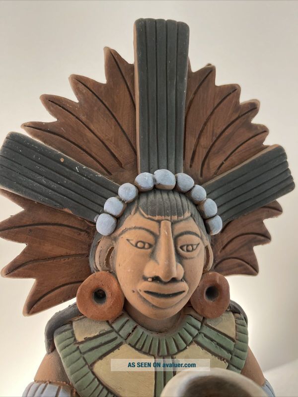 Vintage Aztec Inca Mayan Terra Cotta Pottery Statue | #49779494
