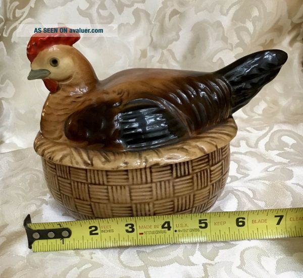 Rare Vintage Chicken Hen On Nest Candy Trinket Dish Erphila Germany ...