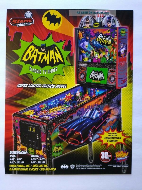 Batman 66 Limited Ed Pinball Machine FLYER Hero Adam West | #49780396