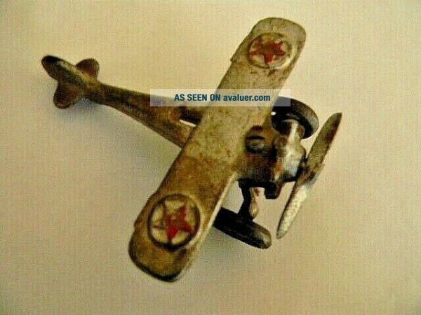 Vintage Cast Iron Toy WW2 Airplane Has Propeller/stars On Wings | #49812196