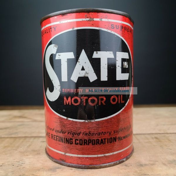 VINTAGE STATE Motor Oil Can 1 QT Quart Metal Tin EMPTY Can | #49848920