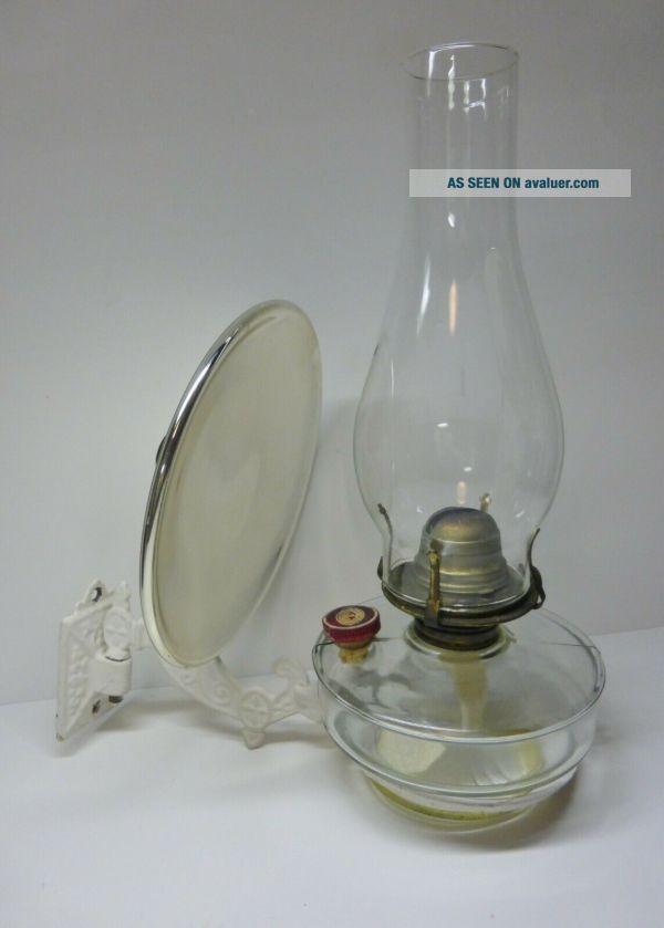 Vintage Wall Mount Oil Lamp With Reflector | #49848243