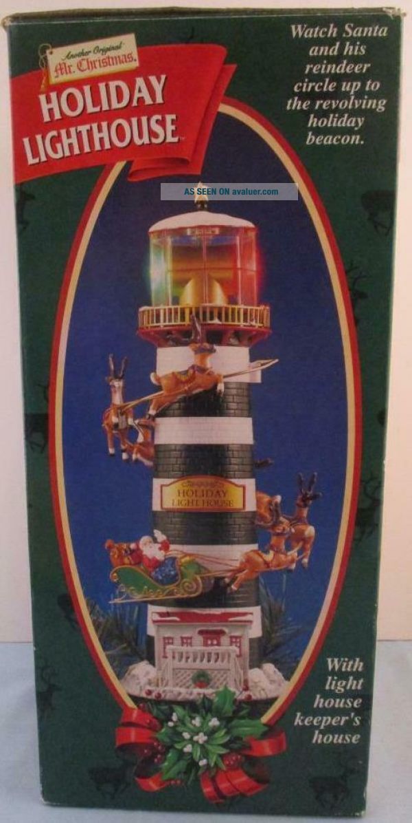 Vtg Mr Christmas 1998 Holiday Lighthouse Animated Santa Reindeer ...