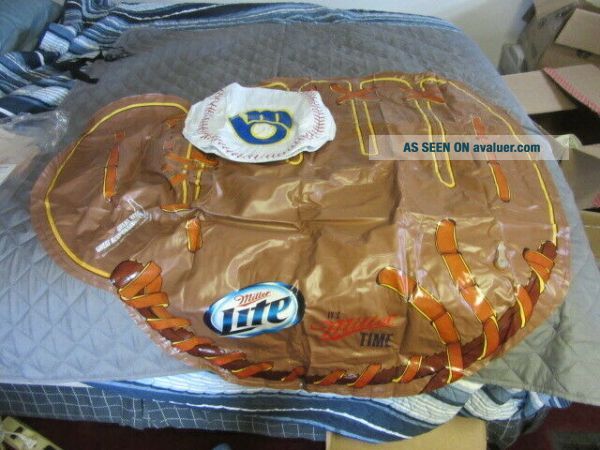 MILLER LITE BEER MILWAUKEE BREWERS BALL GLOVE GIANT INFLATABLE BASEBALL ...
