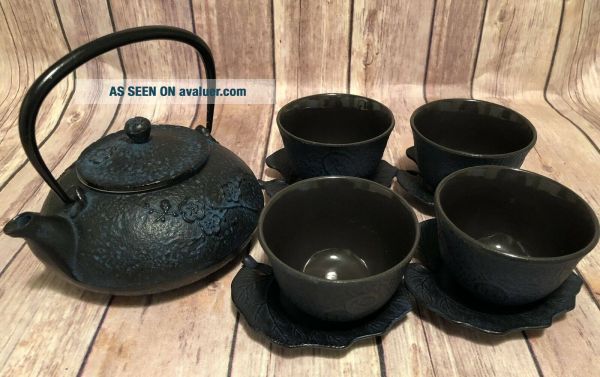 9 Piece Japanese Tea Set. Blue Cast Iron Tea Pot With Infuser. | #49933865