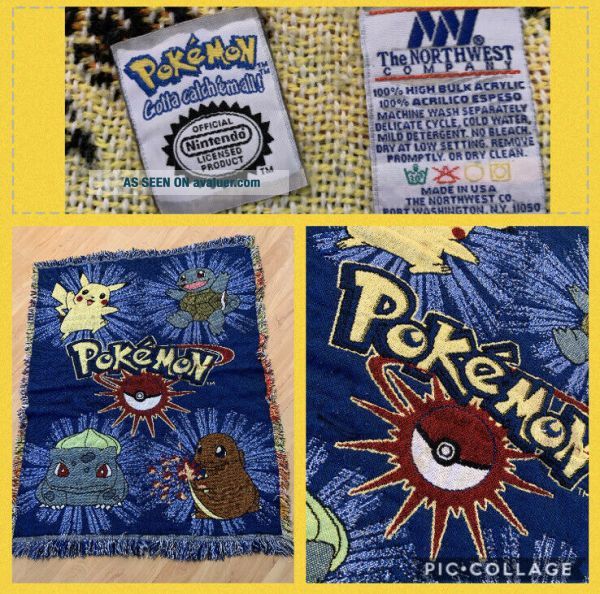 Nintendo Pokemon Woven Throw Blanket Vintage 90s The Northwest Company ...