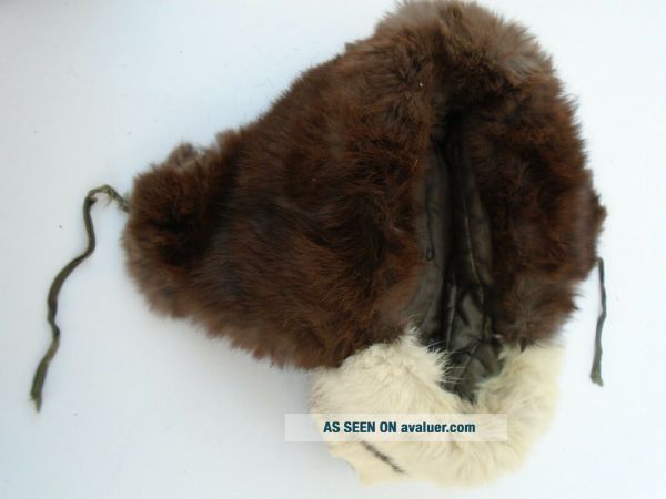 WW2 German Winter Fur Cap - Rabbit Fur Lined | #49994713