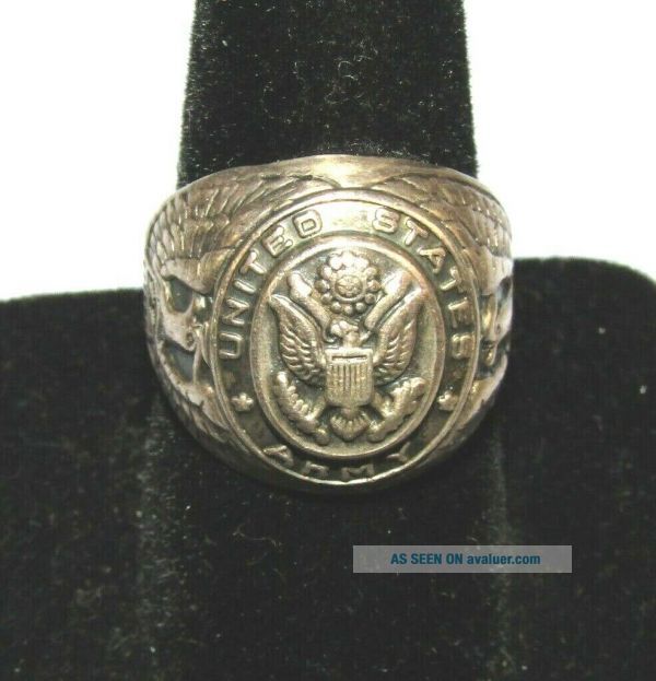 WWII PERIOD UNITED STATES ARMY STERLING SILVER MEN ' S RING | #50024182