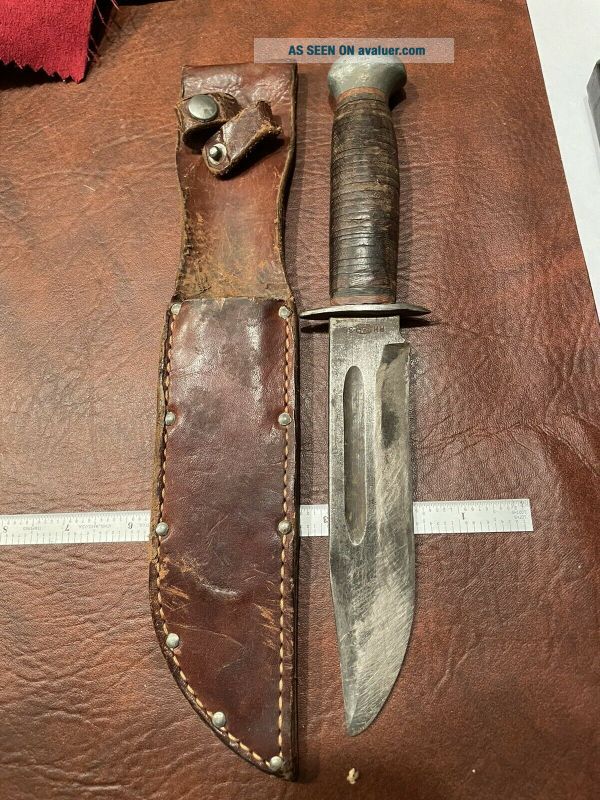 WW2 RH 36 Pal FIGHTING Knife W Leather Sheath US Military | #50039164