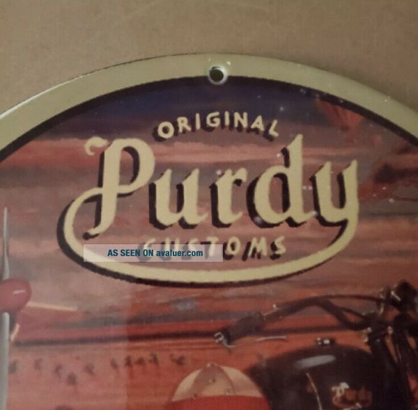 VINTAGE PORCELAIN 1954 PURDY CUSTOMS MOTOR COMPANY MAN CAVE GARAGE RARE ...