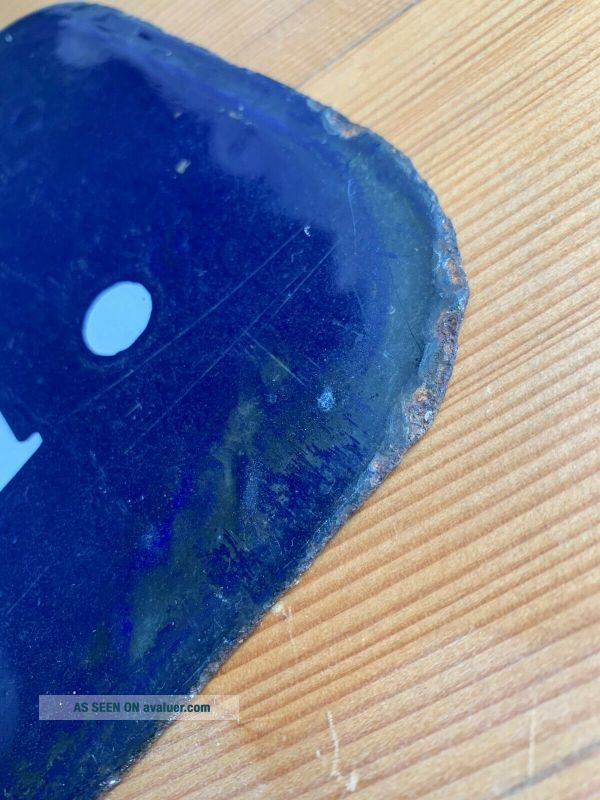 PRE 1930s VINTAGE PORCELAIN/STEEL HUMPBACK STREET SIGN YORK CITY COBALT ...