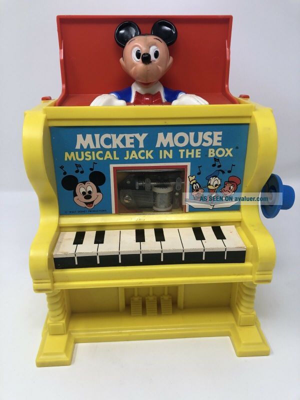 Vtg 1973 Mickey Mouse Musical Jack In The Box Piano, Disney | #50126189