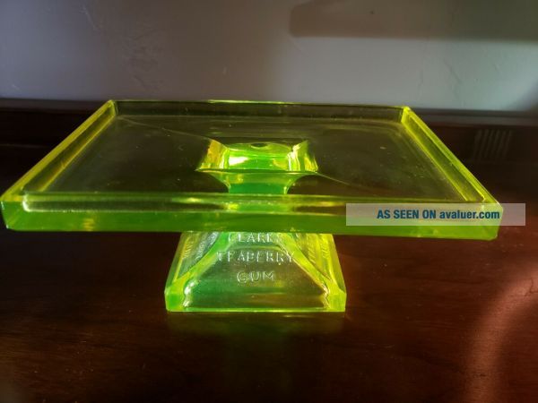 VINTAGE VASELINE GLASS CLARK ' S TEABERRY GUM EMBOSSED COUNTER TOP ...