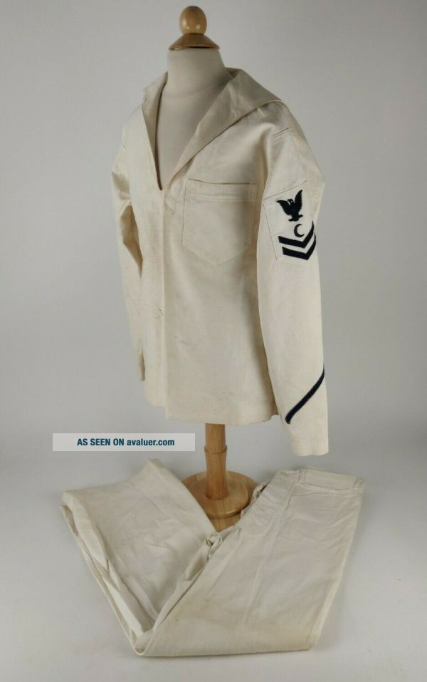 WWII WW2 US Navy USN PO2 Cook Rate White Summer Cracker Jack Uniform ...