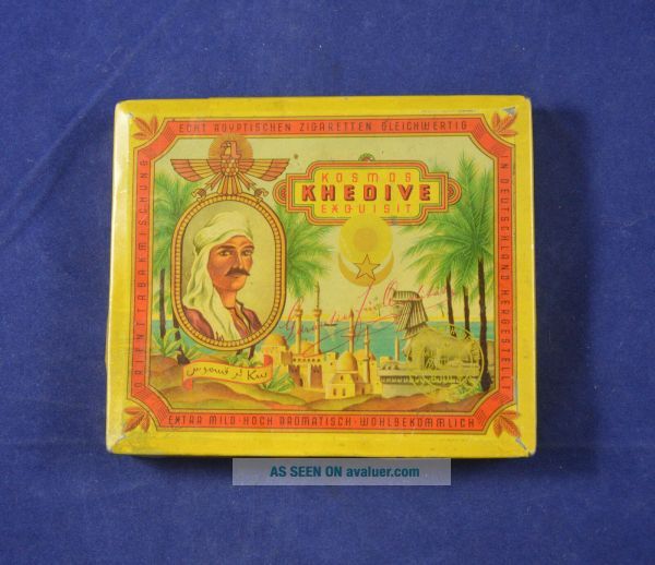 GERMAN WWII WEHRMACHT SOLDIER CIGARETTES RATION TIN BOX " Khedive " WAR ...