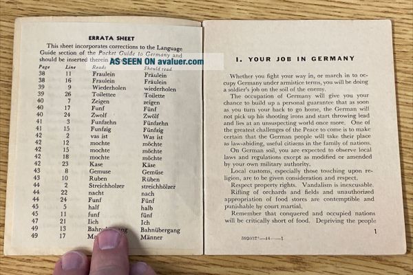 WWII 1944 Pocket Guide To Germany GI Occupation Booklet | #50110789
