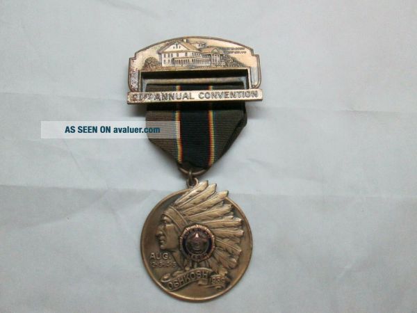 1939 American Legion 21St Annual National Convention Medal OSHKOSH ...
