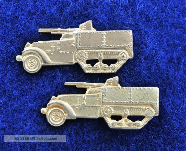 WW2 US Army Tank Destroyer Force Officer ' S Collar Brass Insignia Pins ...