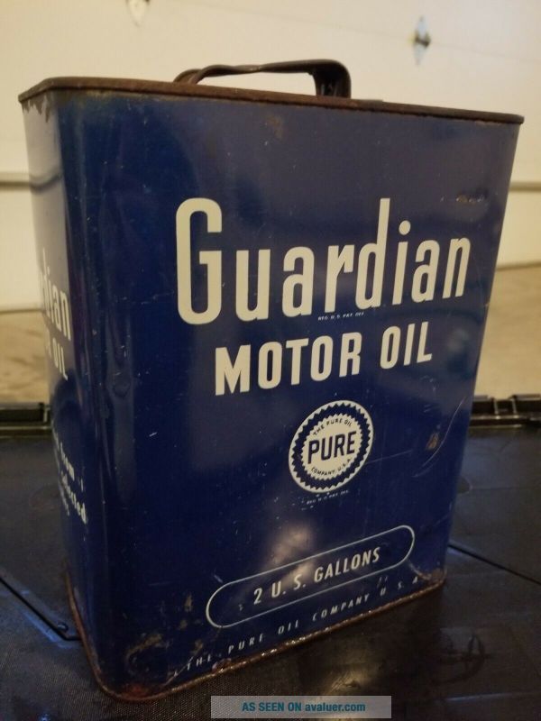 Vintage Pure Oil Co. Guardian Motor Oil 2 Gallon Can Gas Station ...