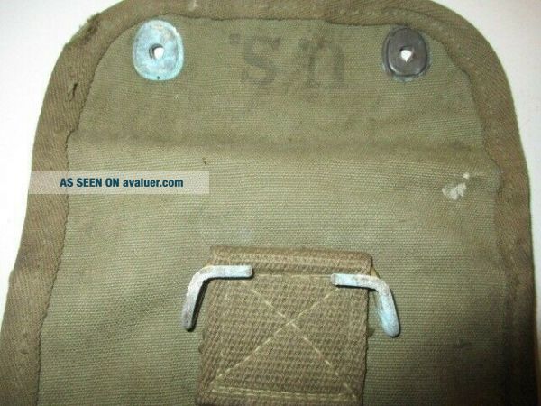WWII 3 Pocket Grenade Pouch And Field Axe Head Cover 1945 OD Canvas ...