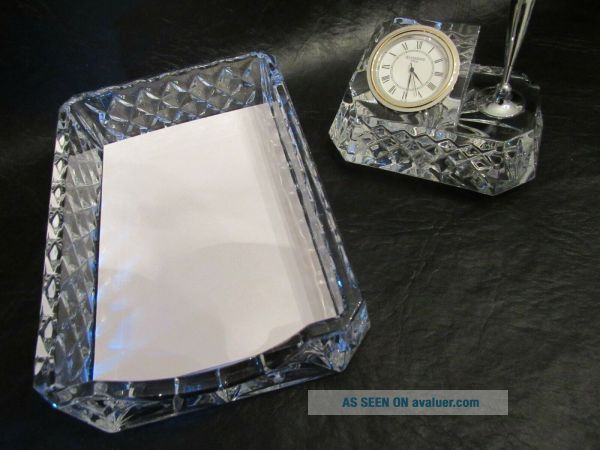Waterford Crystal Westover Desk Set With Clock Pen Holder And Paper ...
