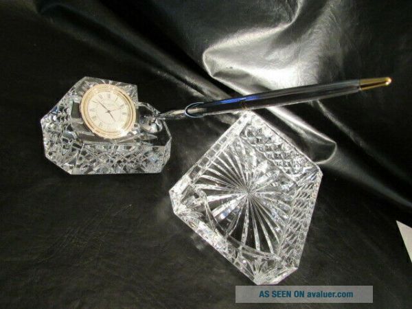 Waterford Crystal Westover Desk Set With Clock Pen Holder And Paper ...