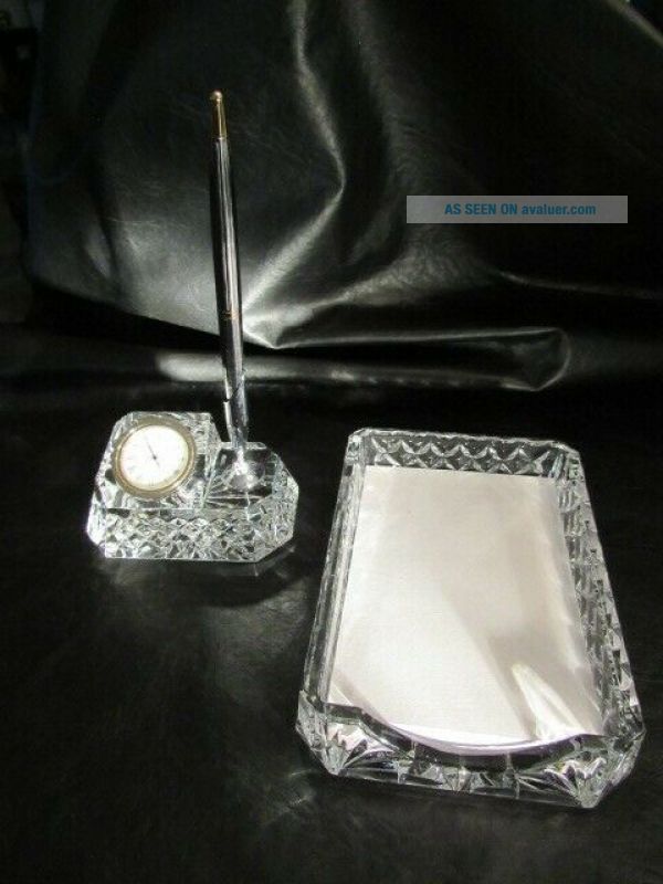 Waterford Crystal Westover Desk Set With Clock Pen Holder And Paper ...