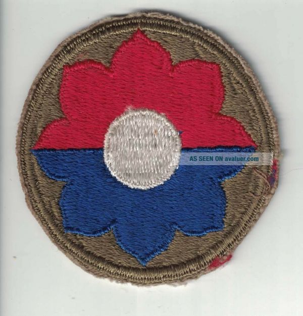 WWII US Army 9th Infantry Division Patch Cut Edge ' Old Reliables ' As ...