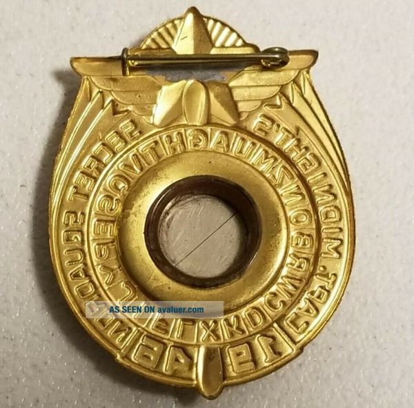 Vintage 1946 Captain Midnight Secret Squadron Decoder Badge Pin Radio ...