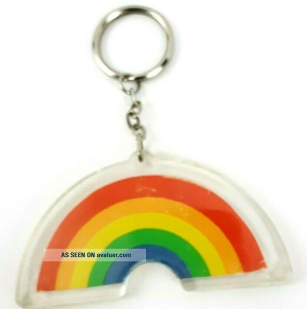 Vintage Rainbow 1980s Acrylic 3” Keychain Key Chain With Ring Multi ...