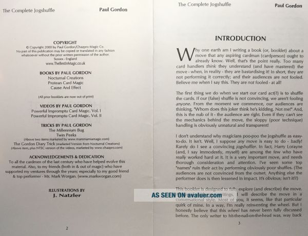 Vintage 2000 The Complete Jogshuffle Magic Book By Paul Gordon | #50319651