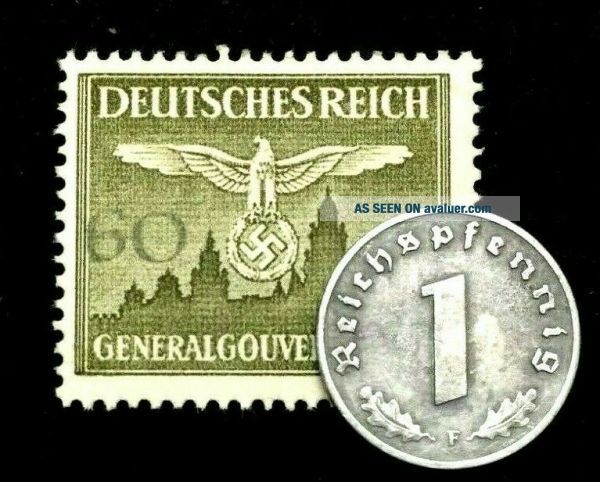 Rare Old WWII German War 1 Reichspfennig Coin & Stamp World War 2 ...